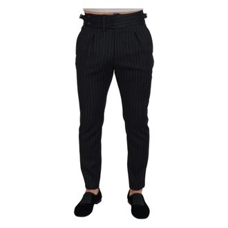 Dolce & Gabbana Gestreifte Woll-Chino-Hose - - Trousers - Herren - Schwarzk - M