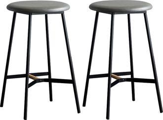 Generic Industrielle Schwarze Barhocker Mit R&uuml;ckenlehne - 2er-Set, 65 cm Sitzh&ouml;he, Eisengestell, 300 Pfund Tragkraft(Gray-2ps,75cm/29.6in)