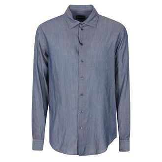 Emporio Armani Homme, Chemises, Bleu, Taille: L Chemise en coton &agrave; manches longues
