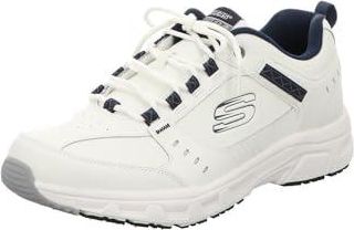 Skechers Oak Canyon Redwick Hommes Formateurs, White Leather Synthetic Textile Navy Trim, 44 EU