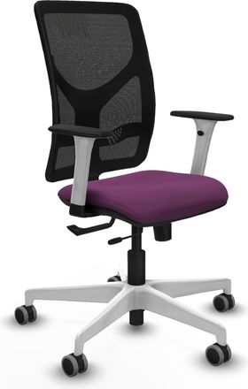 Piqueras y Crespo Violetter Schreibtischstuhl mit wei&szlig;en und schwarzen Armlehnen, h&ouml;henverstellbare Lendenwirbelst&uuml;tze, ausgestattet mit Syncro/Traslack und Schneidesch