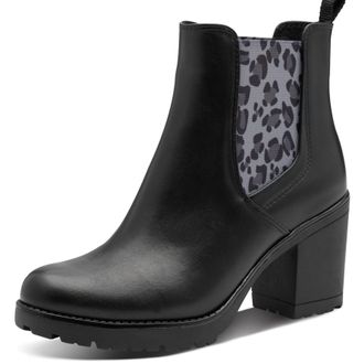 Marco Tozzi Marco Tozzi Damen Chelsea Boots mit Blockabsatz Vegan, Schwarz (Black Comb), 42 EU