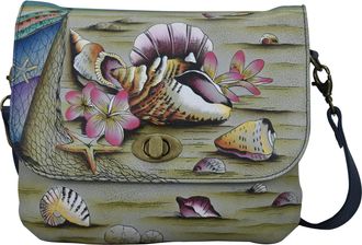 Anuschka Damen geldb&ouml;rse, Handbemalt, Echtes Leder, Dreifach Gefaltet Umh&auml;ngetasche mit 3 F&auml;chern, Karibik-Traum, Caribbean Dream