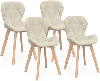 IDMarket 4er-Set Esszimmerstühle robine aus beigem Stoff