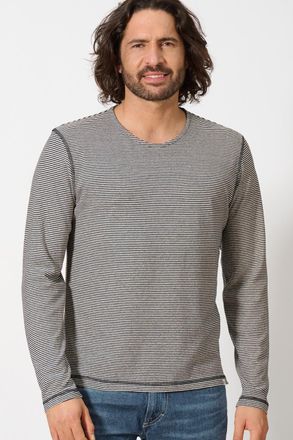 Hempage Hempage Herren vegan Langarmshirt Gestreift Offwhite