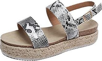Generic Sandales compens&eacute;es brillantes &agrave; double sangle pour femme - Sandales tendance &agrave; bride arri&egrave;re - Sandales espadrilles de couleur unie - Chaussures de m