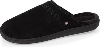 Isotoner Chaussons pantoufles Mules femme ultra confortables et légères, en coton biologique et semelle à mémoire de forme, 39 EU, noir