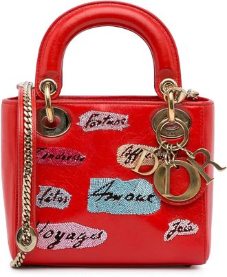 Dior Hobo Bags - Mini Calfskin Sequin Embellished Lady Dior - Gr. unisize - in Rot - f&uuml;r Damen