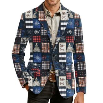 Generic Costume pour homme Costumes et vestes pour homme Blazer de Noël festif en sucre dorge imprimé coeur simple boutonnage Veste de costume pour les loisir