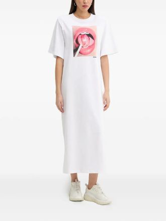 Fiorucci robe longue à imprimé graphique - Blanc