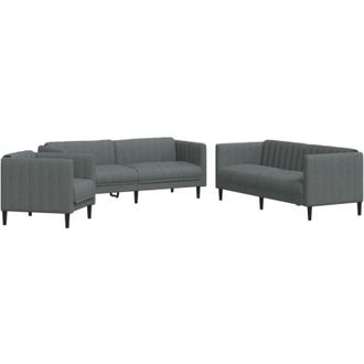 vidaXL 3-tlg. Sofagarnitur Dunkelgrau Stoff - Vidaxl