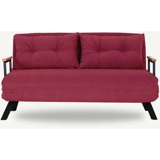 Les Tendances Canap&eacute; convertible 2 places tissu bordeaux Sylvano 133cm