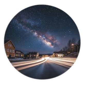 Generic Paysage Urbain Cosmique Style Photographie, Tapis Galaxy Ciel Nocturne, Tapis Ronds Lavable et antidérapant à Poils Ras pour Chambre, Salon et entrée 