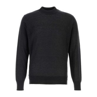 Brunello Cucinelli Homme, Pulls, Noir, Taille: L Slate Silk Blend Sweater