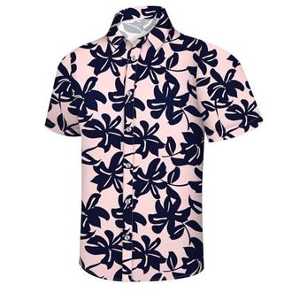 Generic Chemise hawa&iuml;enne &agrave; manches courtes pour homme - Sans plis - Boutonn&eacute;e - &Eacute;vacuation de lhumidit&eacute; - S&eacute;chage rapide - Imprim&eacute; d&eacute;contract&eacute; - Haut color&eacute; 