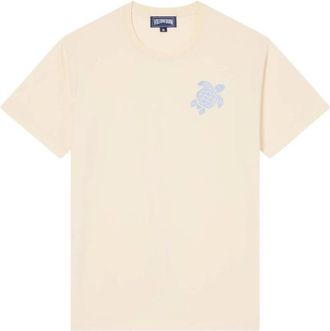 Vilebrequin Homme, Tops, Beige, Taille: 3XL Cotton T-shirt Big Turtle Embroidery