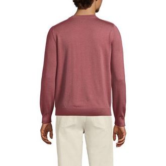 Lands End Merino-Rundhalspullover, Herren, Gr&ouml;&szlig;e:56-58 regular, Rot, by Lands End
