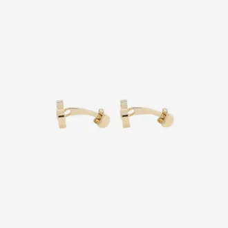 Ferragamo Mens Brass Cufflinks With Engraved Logo Gold Accessory