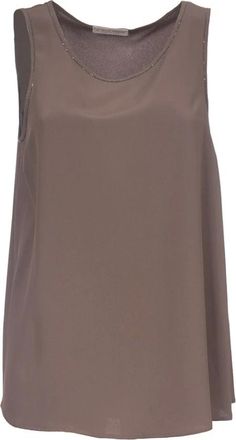 Le Tricot Perugia Femme, Tops, Brun, Taille: 40 FR Top smanicato in misto seta