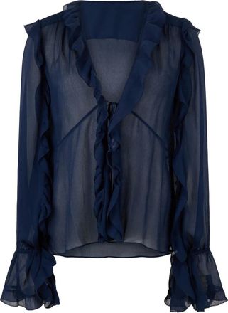 Alberta Ferretti Femme, Blouses et Chemises, Bleu, Taille: 36 FR Hauts