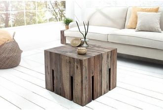 Licht-Erlebnisse Licht-erlebnisse - Beistelltisch Treibholz 30x45x30cm Unikat Holzblock Couchtisch Hocker Ablage