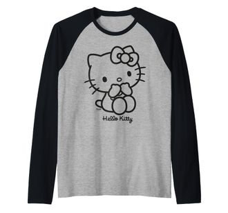 Hello Kitty Outline XOXO-Figur im Retro-Look, niedliche Schleife Raglan