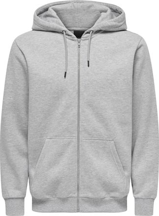 Only & Sons Herren Onsceres Life Zip Thr. Hoodie Sweat Noos, Light Grey Melange, XS