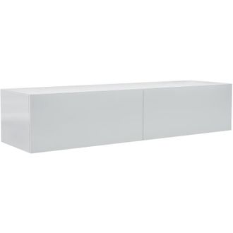 Sonni TV Lowboard h&auml;ngend 140 cm TV Schrank board mit 2 Klappt&uuml;ren Wei&szlig; Hochglanz,140x40x30cm