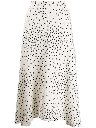 Stella McCartney jupe mi-longue &agrave; pois - Blanc