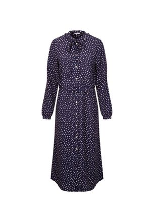 Seidensticker Damen Blusenkleid Midi - Blusenkleid mit Schleife Bindegürtel - Rundhalsausschnitt - Regular Fit - Langarm - 100% Viskose