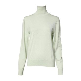 Dolce & Gabbana Gr&uuml;ner Woll-Rollkragenpullover mit Logo - - Knitwear - Herren - Gr&uuml;n - XS