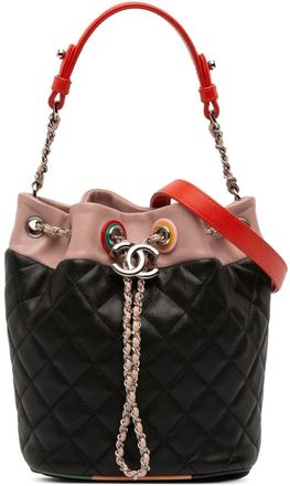 Chanel Hobo Bags - CC Quilted Lambskin Cuba Drawstring Bucket Bag - Gr. unisize - in Blau - f&uuml;r Damen