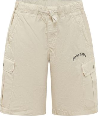 Palm Angels Homme, Shorts, Blanc, Taille: L Curved Logo Loose Cargo Shorts