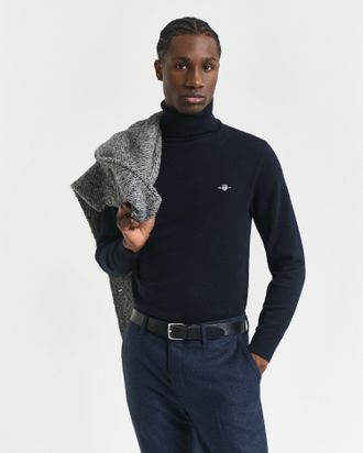 GANT Herren Klassischer Rollkragenpullover aus Baumwolle (XXXL) EVENING Blau