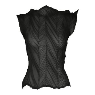 Issey Miyake Zigzag Pleats Top - - Tops - Damen - Schwarzk - M