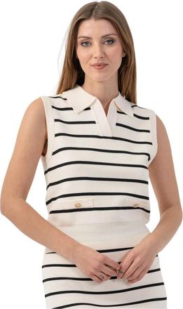 Kocca Femme, Pulls, Beige, Taille: 44 FR Maille ray&eacute;e &agrave; col en V avec boutons bijoux