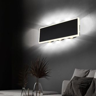 Globo Lighting Applique murale lampe de couloir lampe de salon chambre &agrave; coucher, m&eacute;tal noir opale clair, 1x led 12W 850Lm 3000K, &Uuml;xLxH 50x25x9cm