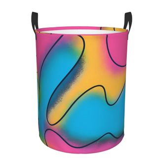 Generic Farbenfrohe Abstraktion W&auml;schesammler Rund Korb Aufbewahrung Stehender W&auml;schetonne F&uuml;r Kuscheltier W&auml;schekammer Badezimmer