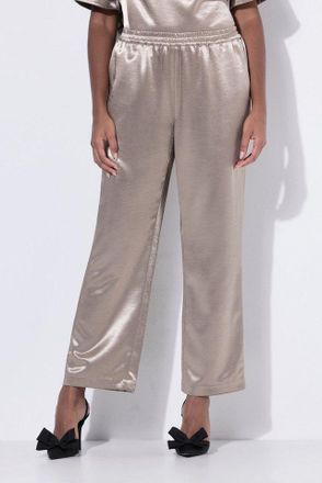 Ulla Popken Schlupfhose Satinhose Rose Metallic-Effekt weites Bein