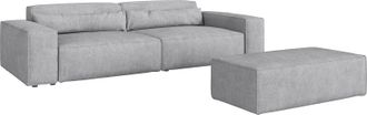 DELIFE Big-Sofa Sirpio XL Mikrofaser Grau 270x130 cm mit Hocker