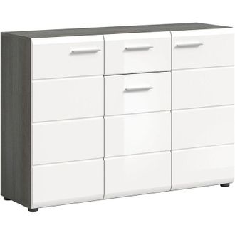 ebuy24 Salsa Sideboard 1 Schublade 3 T&uuml;ren wei&szlig; Hochglanz