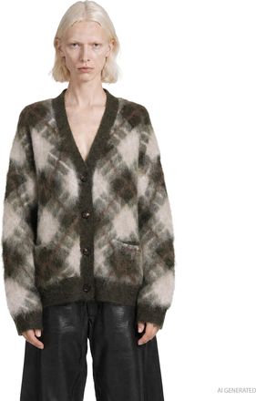 Acne Studios Argyle Mohair Wool Cardigan