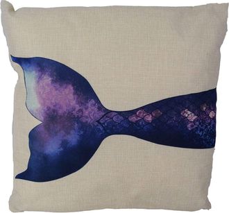 Out of the Blue OOTB Kissen, Meerjungfrau-Flosse, mit Reissverschluss, Leinen, Weiß/Blau, 36 x 34 x 7.5 cm, 1 Einheiten