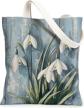 Generic Sac fourre-tout en toile r&eacute;utilisable pour le shopping, 33 x 38,1 cm, motif floral rustique, sac d&eacute;picerie r&eacute;utilisable pour femme, campagne plage, pe