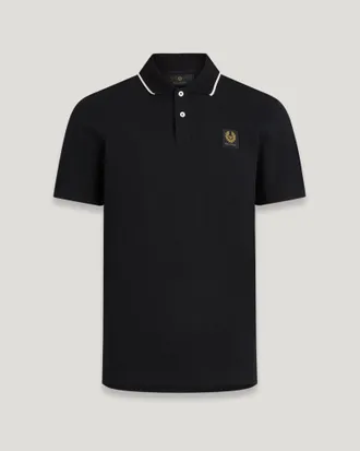 Belstaff Belstaff Polo Tipped pour homme Piqué de coton NOIR Taille 2XL
