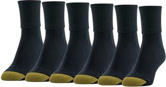 Gold Toe GOLDTOE Chaussettes classiques à revers retournés pour femme, multipaires décontractées, Noir (6 paires), M
