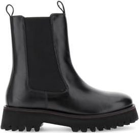 Caf&egrave;noir Bottines En Cuir &Agrave; La Cheville Avec &Eacute;lastiques, Pour Femme, Couleur Noir, Taille 37