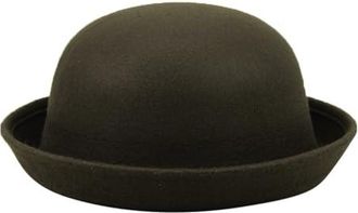 Generic Grand bob &agrave; bord enroulable Panama Chapeau melon classique en laine pour homme et femme, caf&eacute;, Taille unique