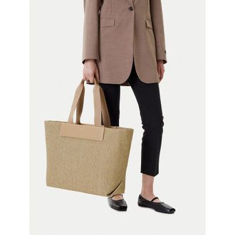 Calvin Klein Handtasche Calvin Klein Ck Raffia Large Shopper K60K613025 Beige