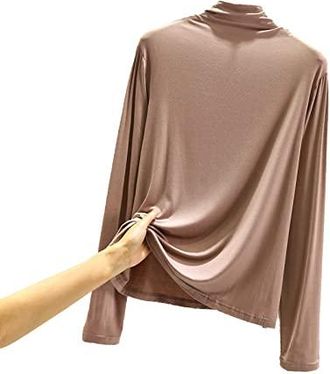 Generic sous Pull Femme Haut Thermique Femme sous Pull Thermique Femme Doux Glamour T Shirt Thermique Col V Ray&eacute; Bross&eacute; Manches Longues Look Mode Confortable